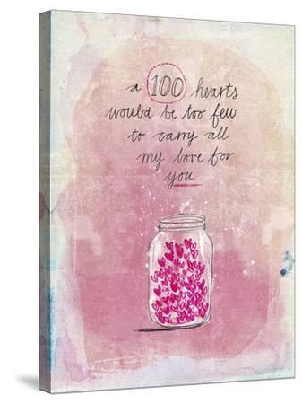 '100 Hearts' Stretched Canvas Print - Paula Mills | Art.com