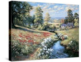 'An English Cottage Garden' Stretched Canvas Print - Bernard Willington ...