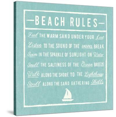 'Beach Rules - Aqua - Detail' Stretched Canvas Print - The Vintage ...
