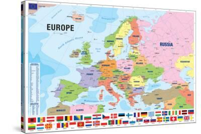 'Map of Europe' Stretched Canvas Print | Art.com