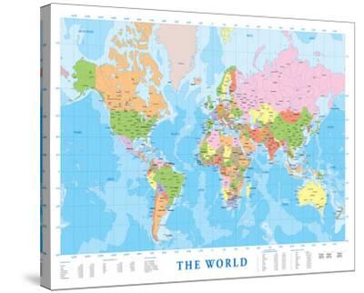 'Modern Map of the World' Stretched Canvas Print | Art.com
