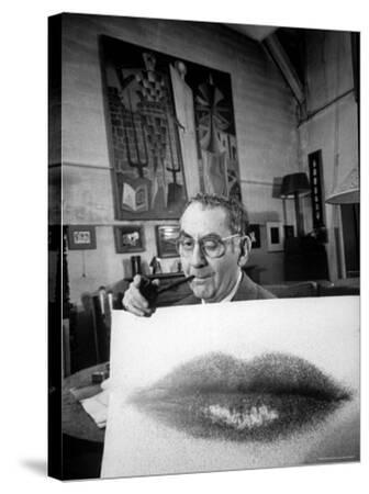 'Painter Photographer Man Ray Holding Up "Lips" Print, Winking at ...