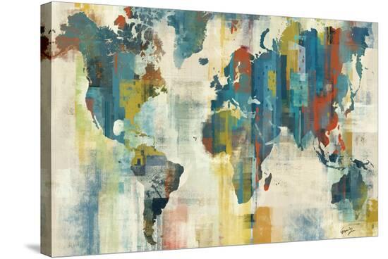 World Map Stretched Canvas Print by Eric Yang at Art.com