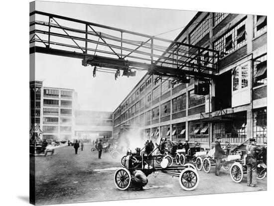 The Exterior of the Model T Factory, 1914 Stretched Canvas Print at Art.com