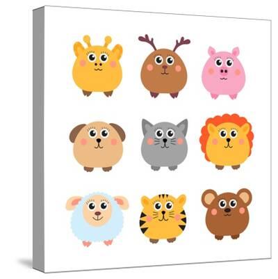 'Set of Cute Animals Rounded Shape. Round Animals. Illustration' Art ...