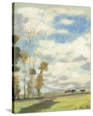 'Three Cows in a Pasture' Stretched Canvas Print - Claude Monet | Art.com