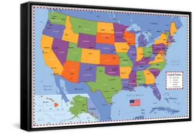 Framed Wall Map United States