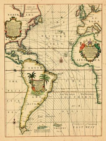 '1706-, Africa, Europe, North America, South America' Giclee Print ...