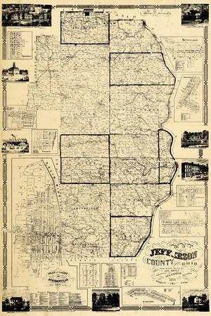 '1856, Jefferson County Wall Map, Ohio, United States' Giclee Print ...