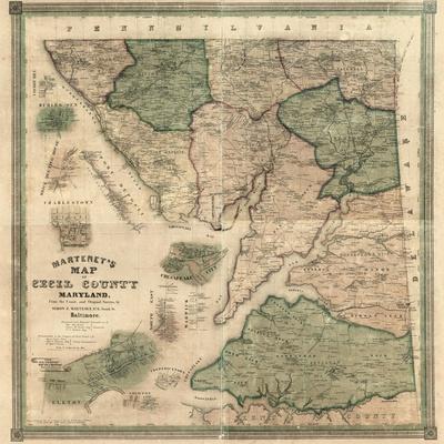 1858, Cecil County Wall Map, Maryland, United States Giclee Print | Art.com