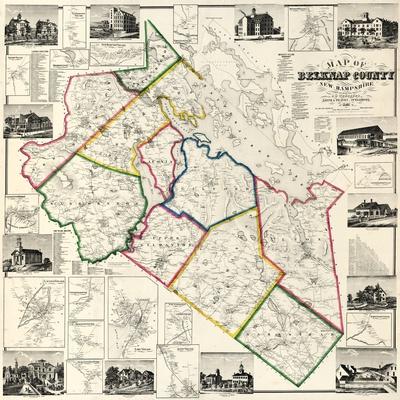 '1860, Belknap County Wall Map, New Hampshire, United States' Giclee ...