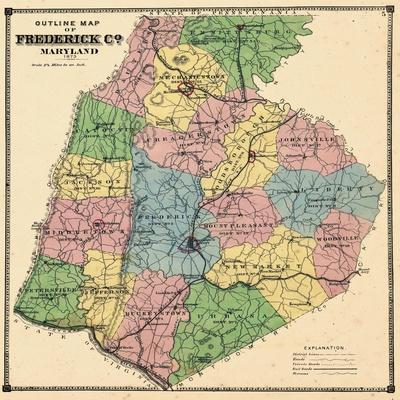'1873, Frederick County Map, Maryland, United States' Giclee Print ...