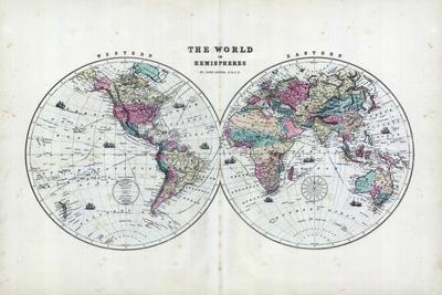 '1873, The World in Hemispheres' Giclee Print | Art.com