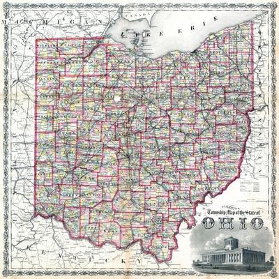 '1875, Railroad Map, Ohio, United States' Giclee Print | Art.com