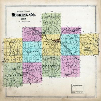 '1876, Hocking County Map, Ohio, United States' Giclee Print | Art.com