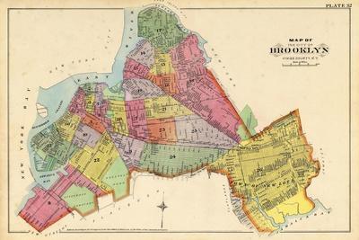 '1890, Brooklyn City Map, New York, United States' Giclee Print | Art.com