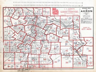 '1891, Index Map - Akron Street Map, Ohio, United States' Giclee Print ...