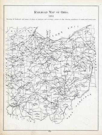 '1891, Ohio Railroad Map, Ohio, United States' Giclee Print | Art.com