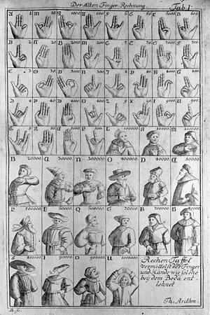 '18Th-Century Illustration of Hand Gestures for Counting' Giclee Print ...