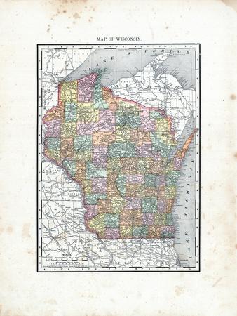 1902, State Map, Wisconsin, United States Giclee Print | Art.com
