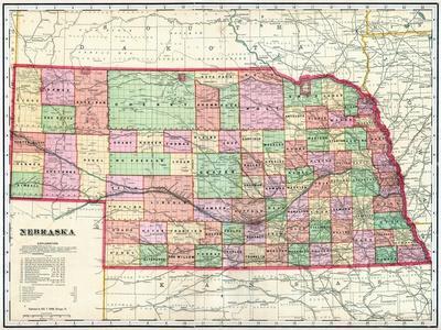 '1907, State Map, Nebraska, United States' Giclee Print | Art.com