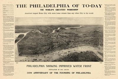 '1908, Philadelphia Bird's Eye View, Pennsylvania, United States ...
