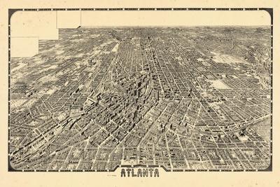 1919, Atlanta Bird's Eye View, Georgia, United States Giclee Print ...