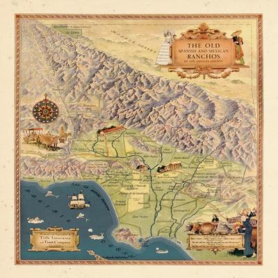 '1937, Los Angeles 1937c Modern Map Depicting Old Spanish and Mexican ...