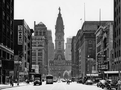 '1950s Downtown Philadelphia,, PA Looking South Down North Broad Street ...