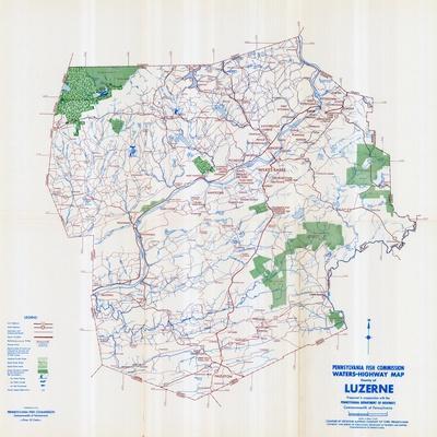 '1958, Luzerne County Map, Pennsylvania, United States' Giclee Print ...