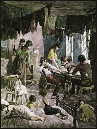 '19Th-Century Engraving of a New York Sweatshop' Giclee Print | Art.com
