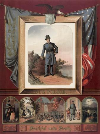 '19th century law enforcement history print of a police office of the ...