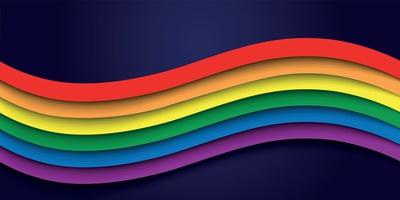 '3D Abstract Wave Rainbow LGBT Spectrum Flag Background. Paper Cut ...