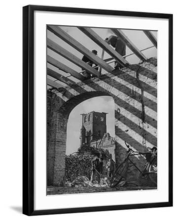 A Bomb Damaged Building and Reconstruction Framed Photographic Print ...