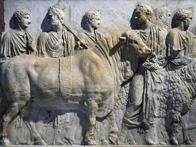 'A Bull Being Led to Sacrifice, Relief of Scene of Double Sacrifice ...