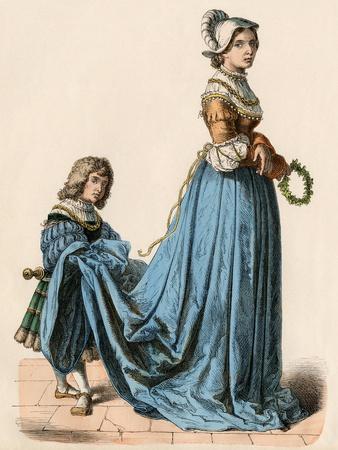 'A Lady of the French Nobility, Followed by Her Page Wearing the Traine ...