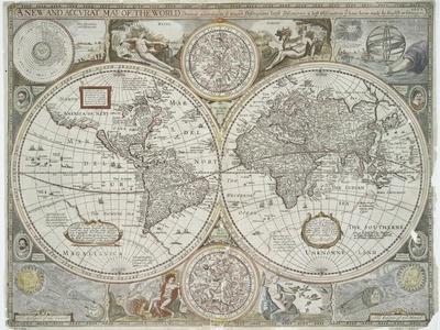 'A new and accurate map of the world, 1676' Giclee Print - John Speed ...