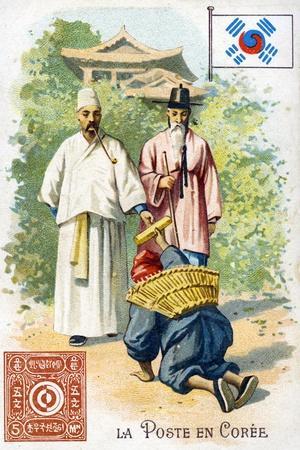 A Postman in Korea Delivering a Letter, Late 19th Century Giclee Print ...
