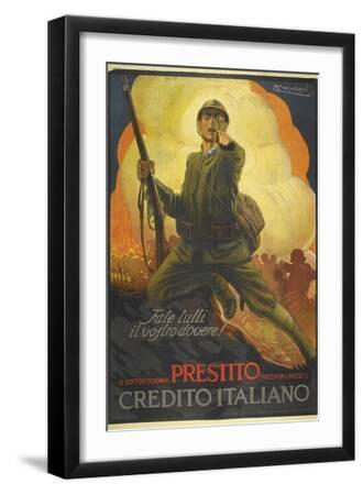 A Propaganda Poster Depicting an Italian (?) Soldier, Pointing Framed ...