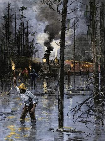 'A Train Was Blocked by Floods in Alabama (United States) in the 1880S ...