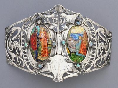'A White Metal and Enamel Belt Buckle, 'Tristan Und Isolde' Alexander ...