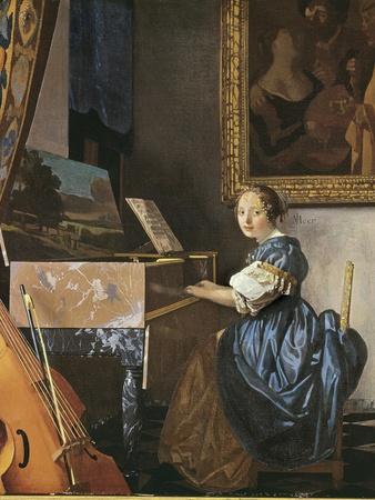 'A Young Woman Seated at a Virginal' Art Print - Johannes Vermeer | Art.com