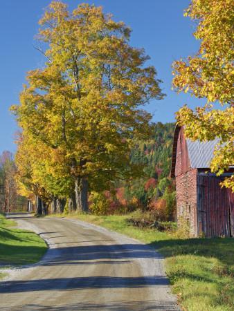 'Road Beside Classic Farm in Autumn, New Hampshire, USA' Photographic ...