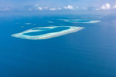 Aerial view of Maldives atolls is the world top beauty. Maldives ...