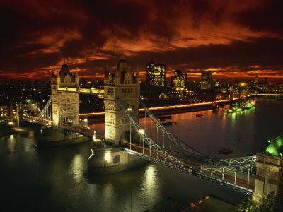 'Aerial View over Tower Bridge, London, England, United Kingdom, Europe ...