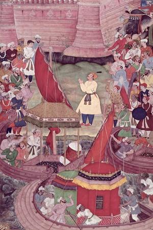 Akbar Praying on the Bank of the River Indus, from the 'Akbarnama ...