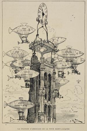 'Flying Machines in the Shape Of Fish' Giclee Print - Albert Robida ...