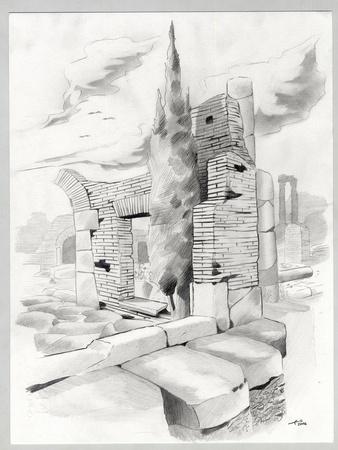 'Ruins of the Roman Era in Rome, Forum (Foro Romano) Drawing by ...