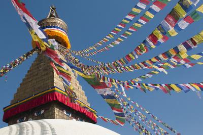 'Bouddha (Boudhanath) (Bodnath) in Kathmandu is covered in colourful ...