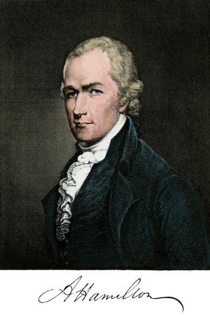 'Alexander Hamilton (1757-1804), with Autograph. Hand-Colored Engraving ...